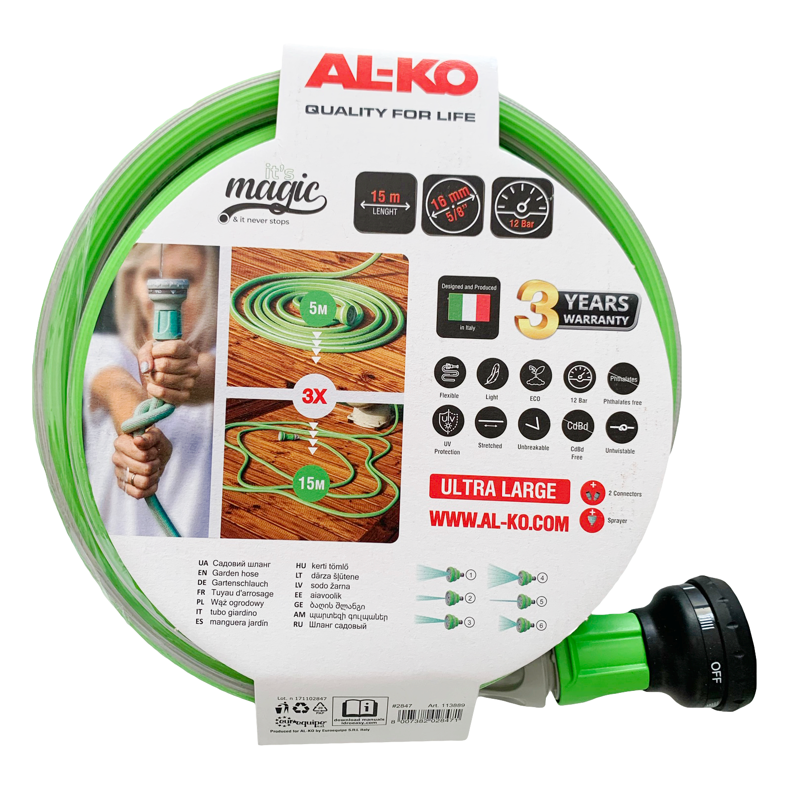 Магія поливу AL-KO: садовий шланг Magic Soft під тиском води ...